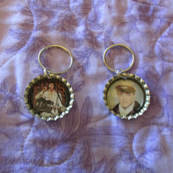 Accessories | Elvis Presley Pair Of Bottle Cap Keychains | Poshmark